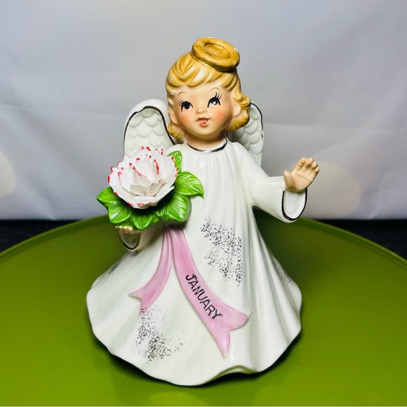 Lefton | Accents | Vintage Lefton Angel Figurine January Music Box ...